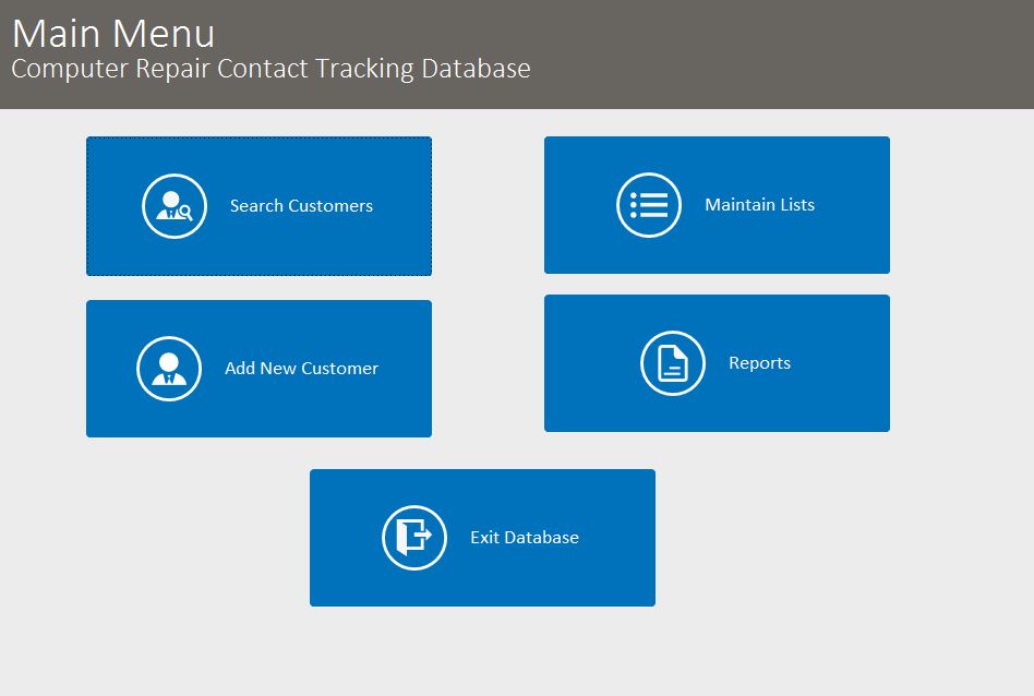 Microsoft Access Computer Repairman Contact Tracking Database | WSI