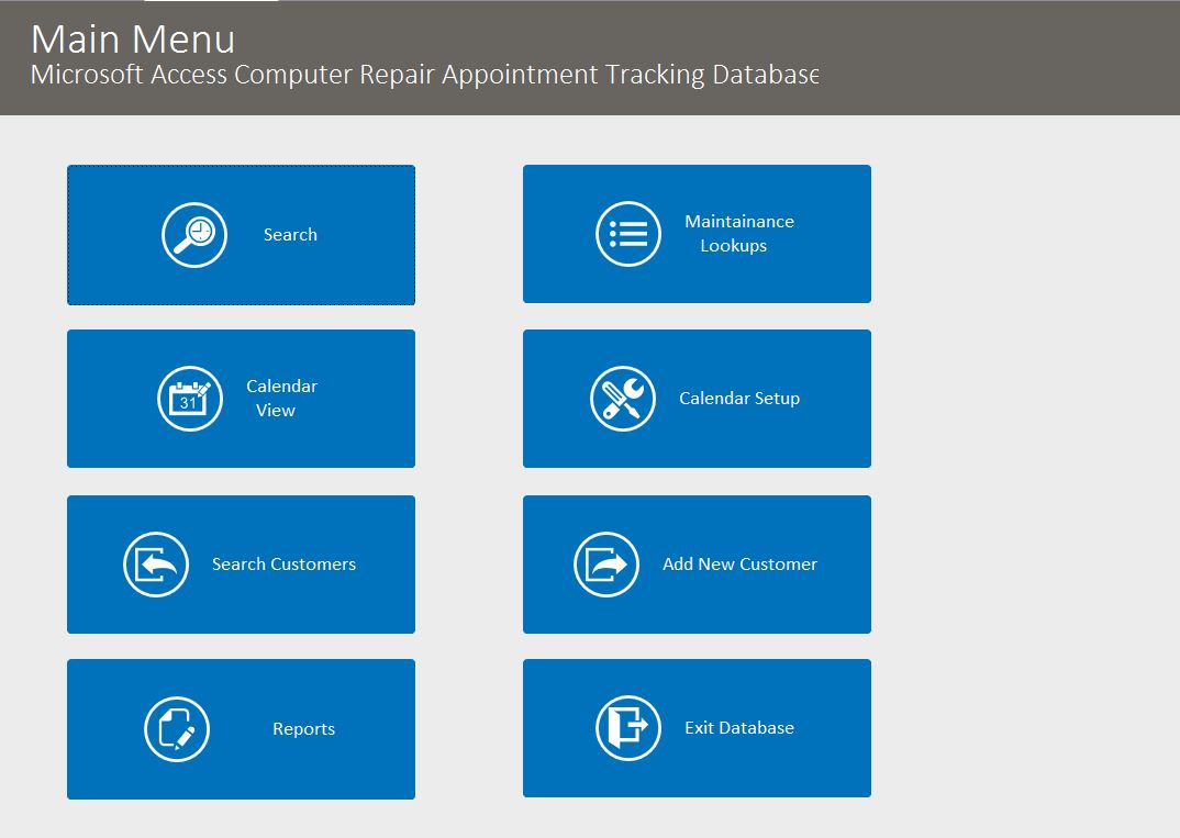 Microsoft Access Computer Repair Appointment Tracking Database | WSI