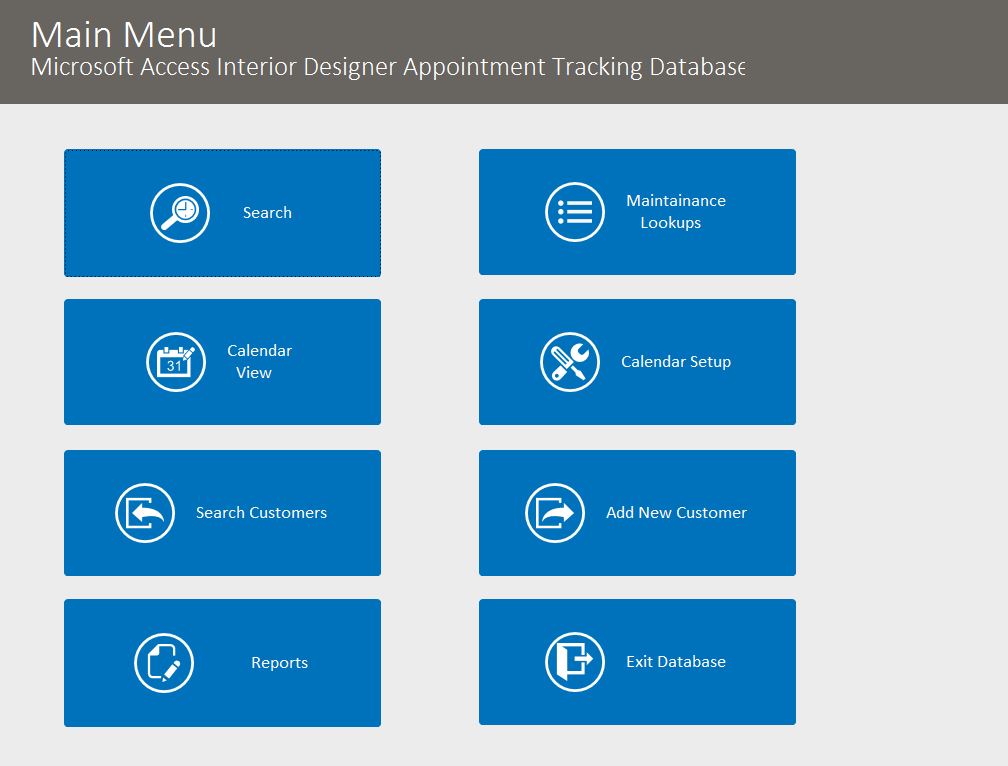Microsoft Access Interior Designer Appointment Tracking Database | WSI